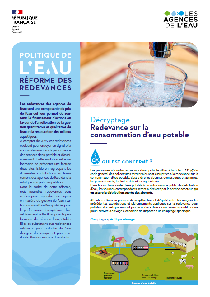 Fiche technique : rédevance sur la consommation d'eau potable | Agence de l'eau Adour-Garonne